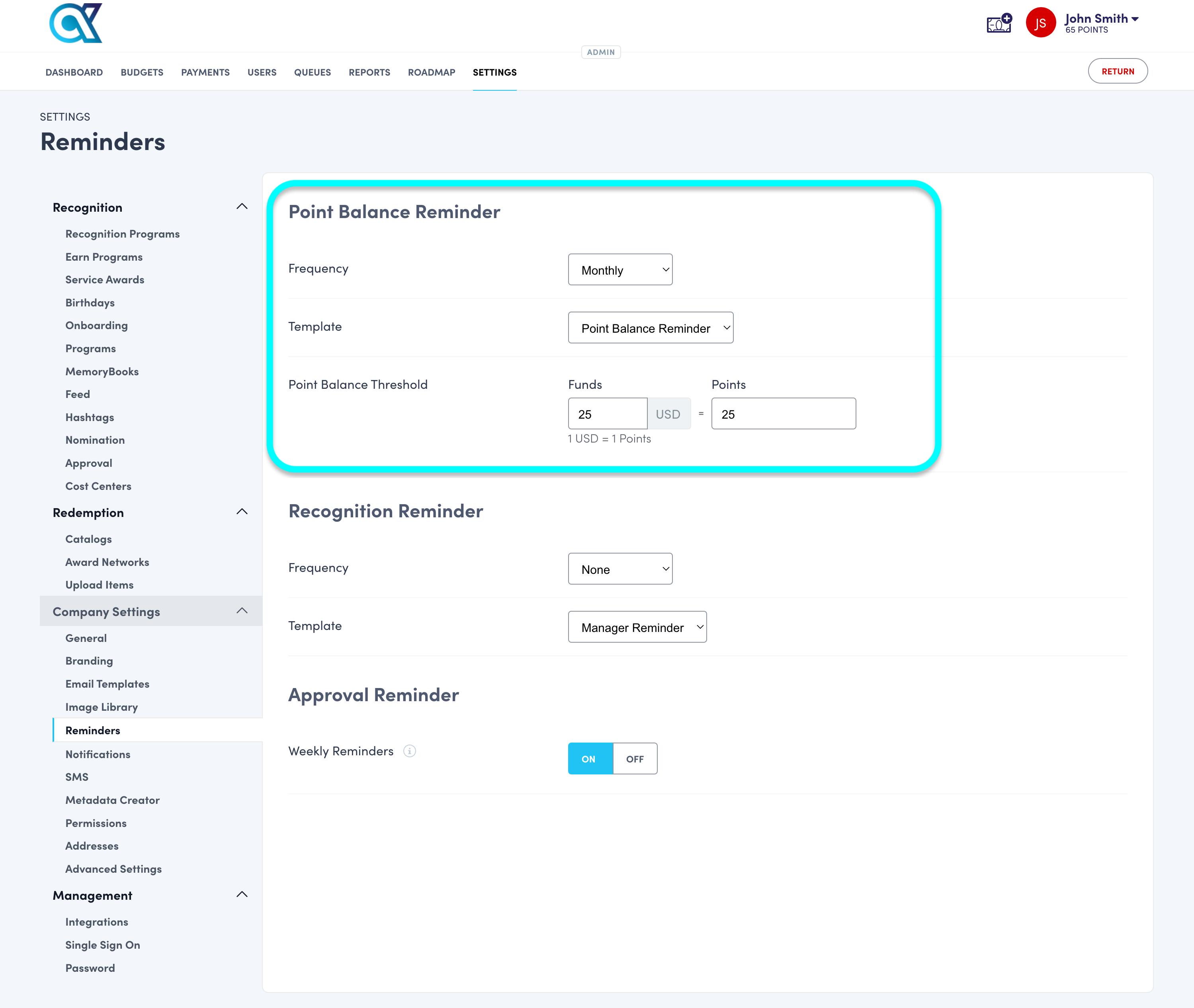 Point Balance Reminder