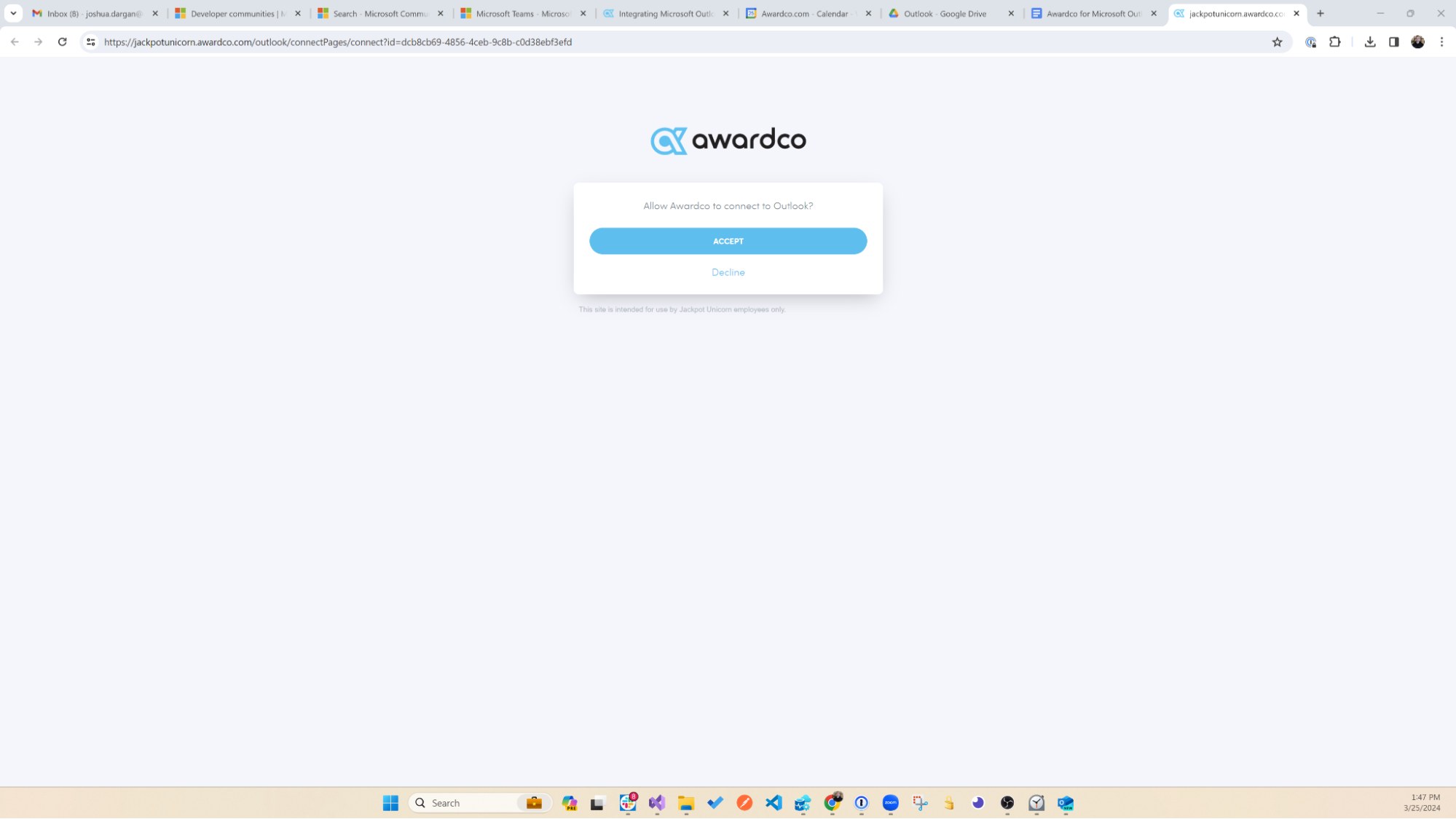 Integrating Microsoft Outlook with Awardco