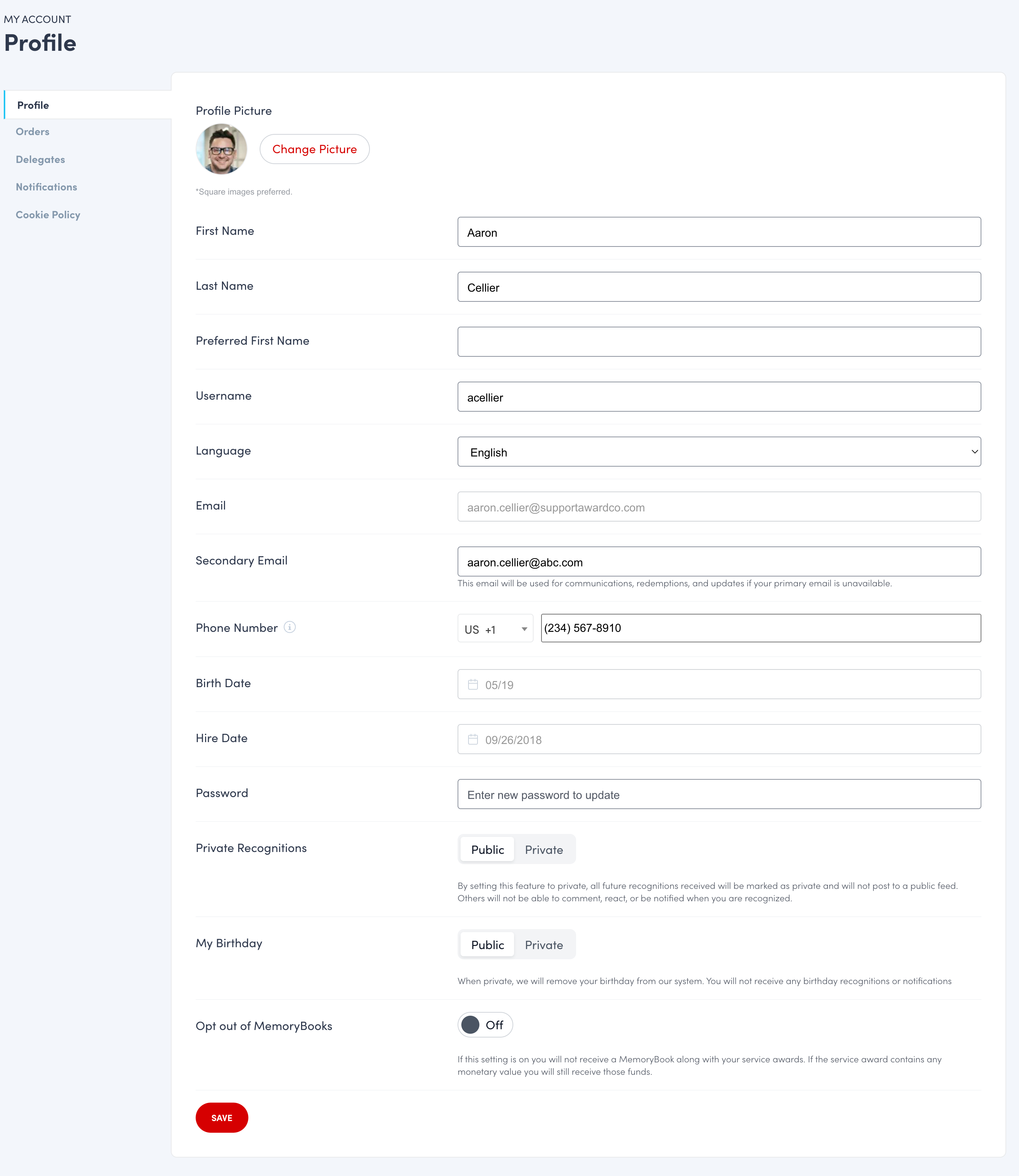 Updating My Account Settings