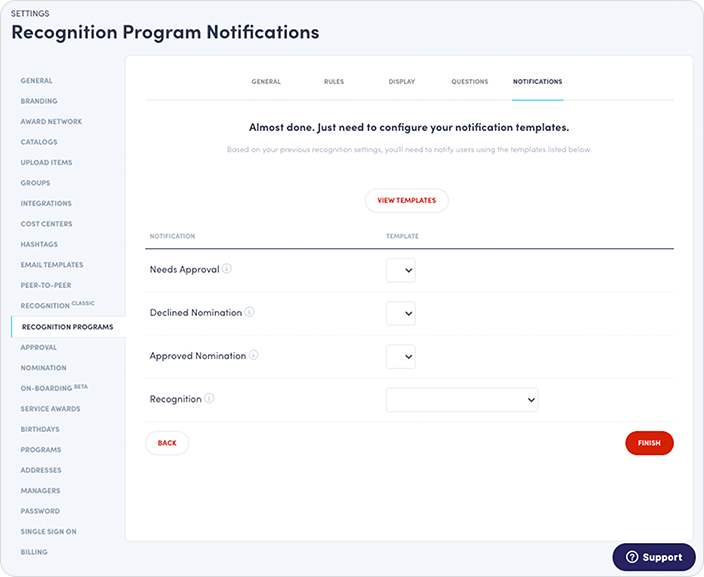 Recognition Programs: Settings Overview