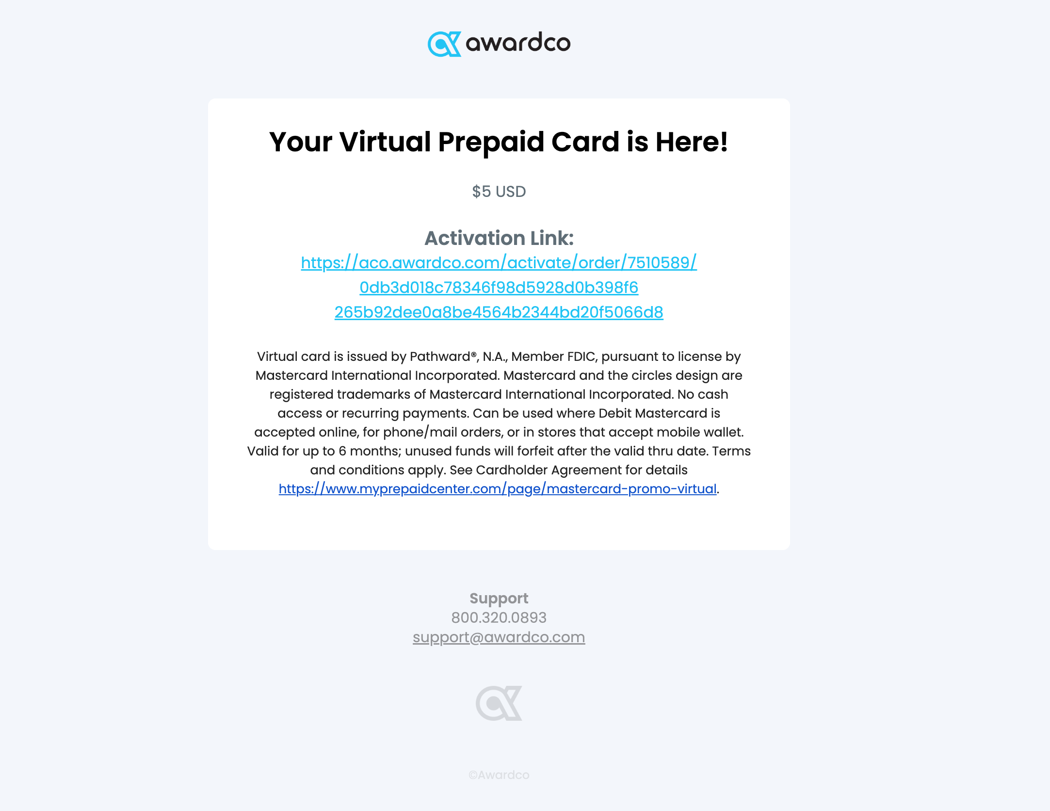 Activating Your Virtual Prepaid Card