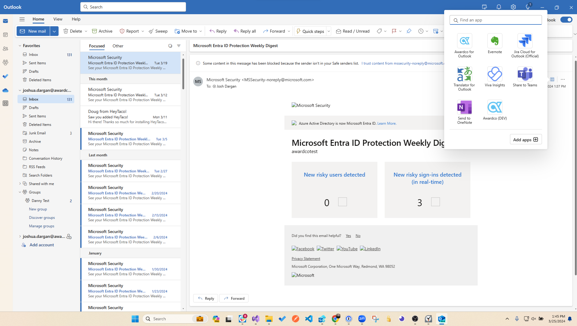 Integrating Microsoft Outlook with Awardco