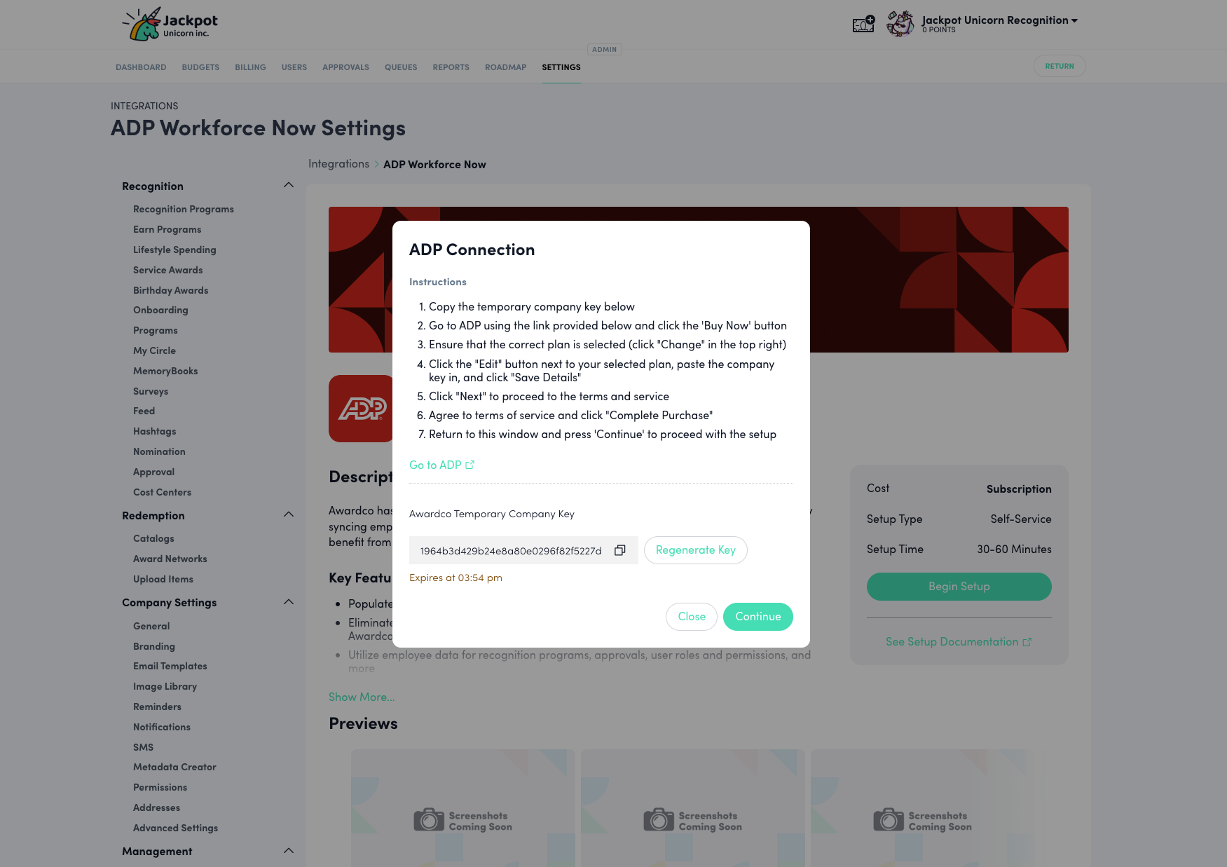 Integration with ADP Workforce Now