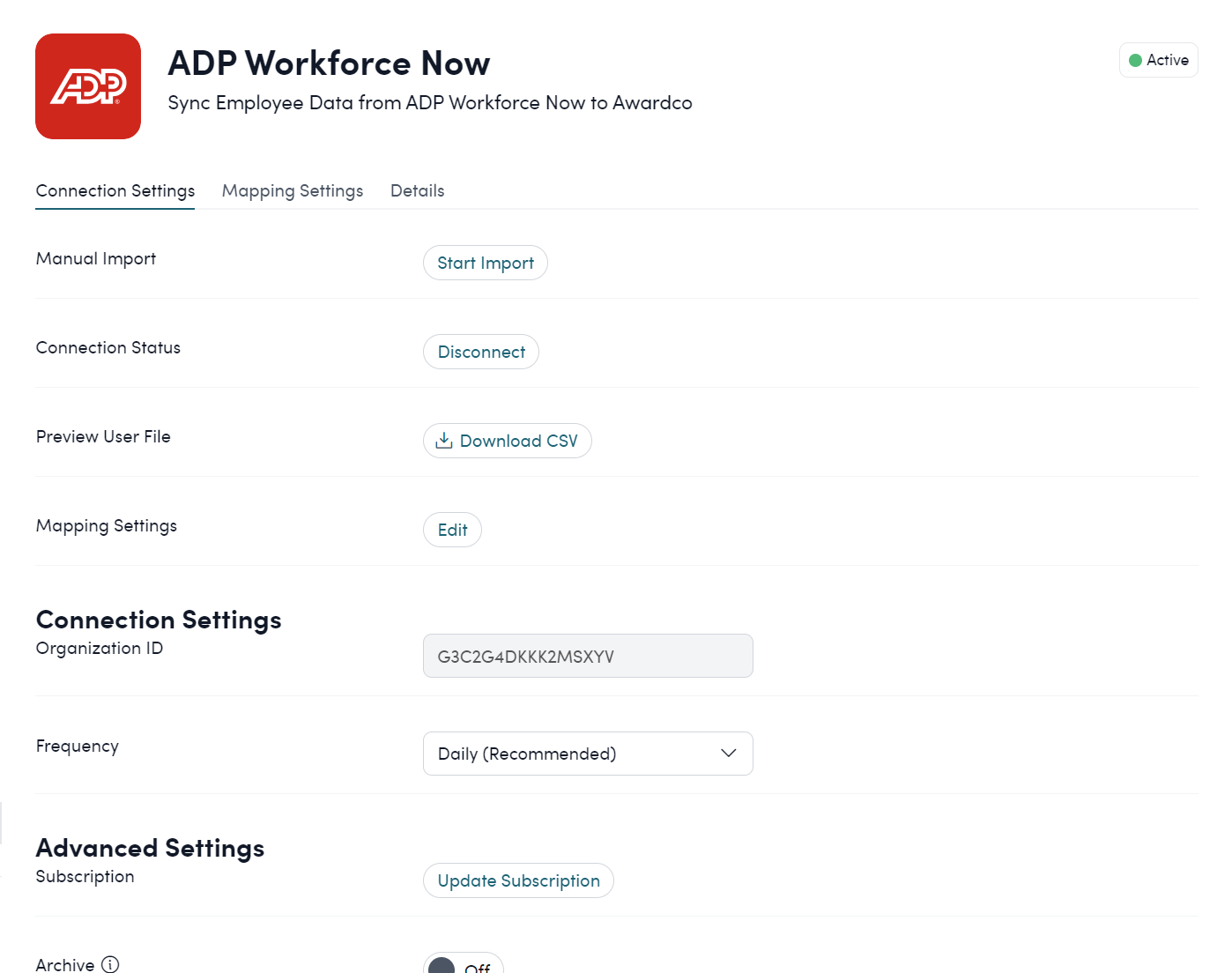 Integration with ADP Workforce Now