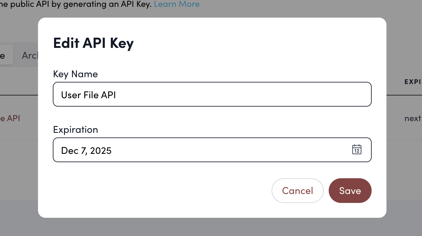 Creating and Managing API Keys