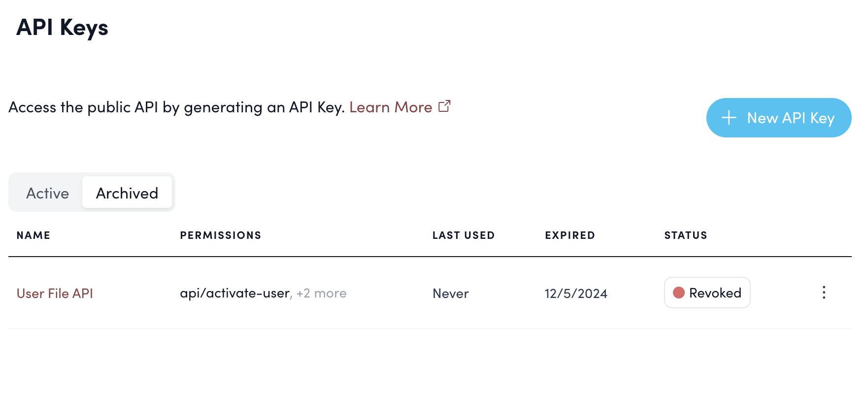 Creating and Managing API Keys