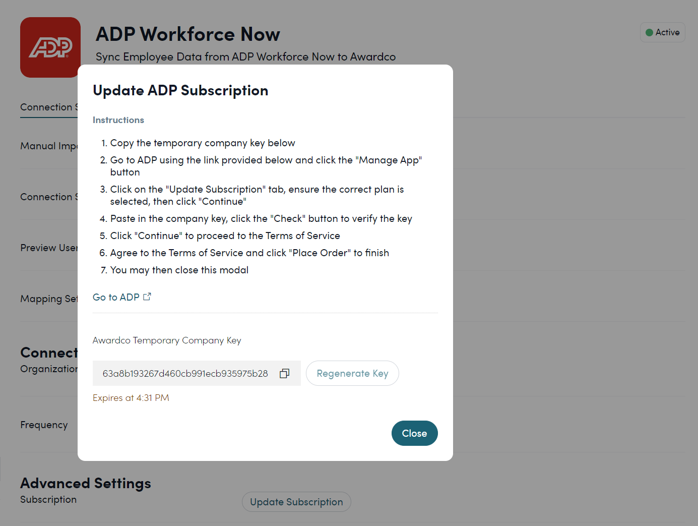 Integration with ADP Workforce Now