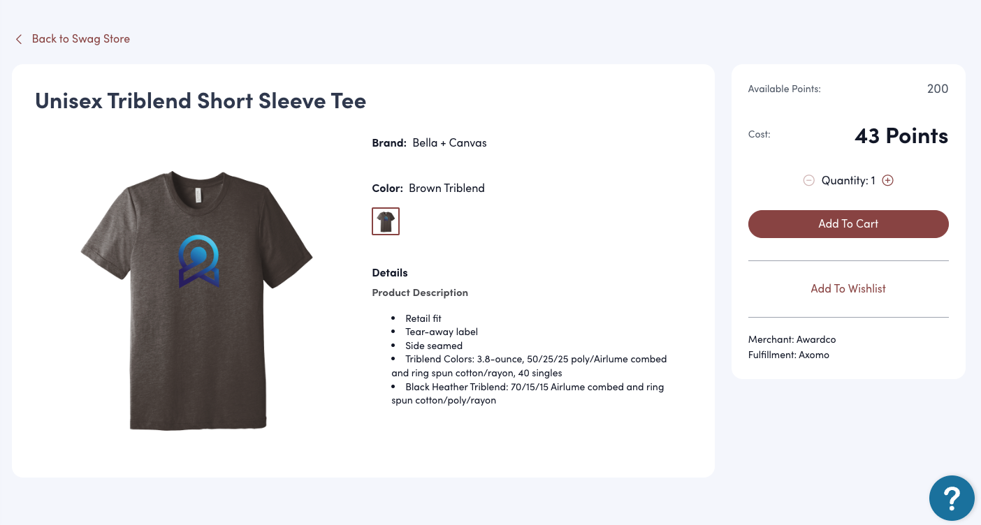 Redeeming Points for Swag Store Items