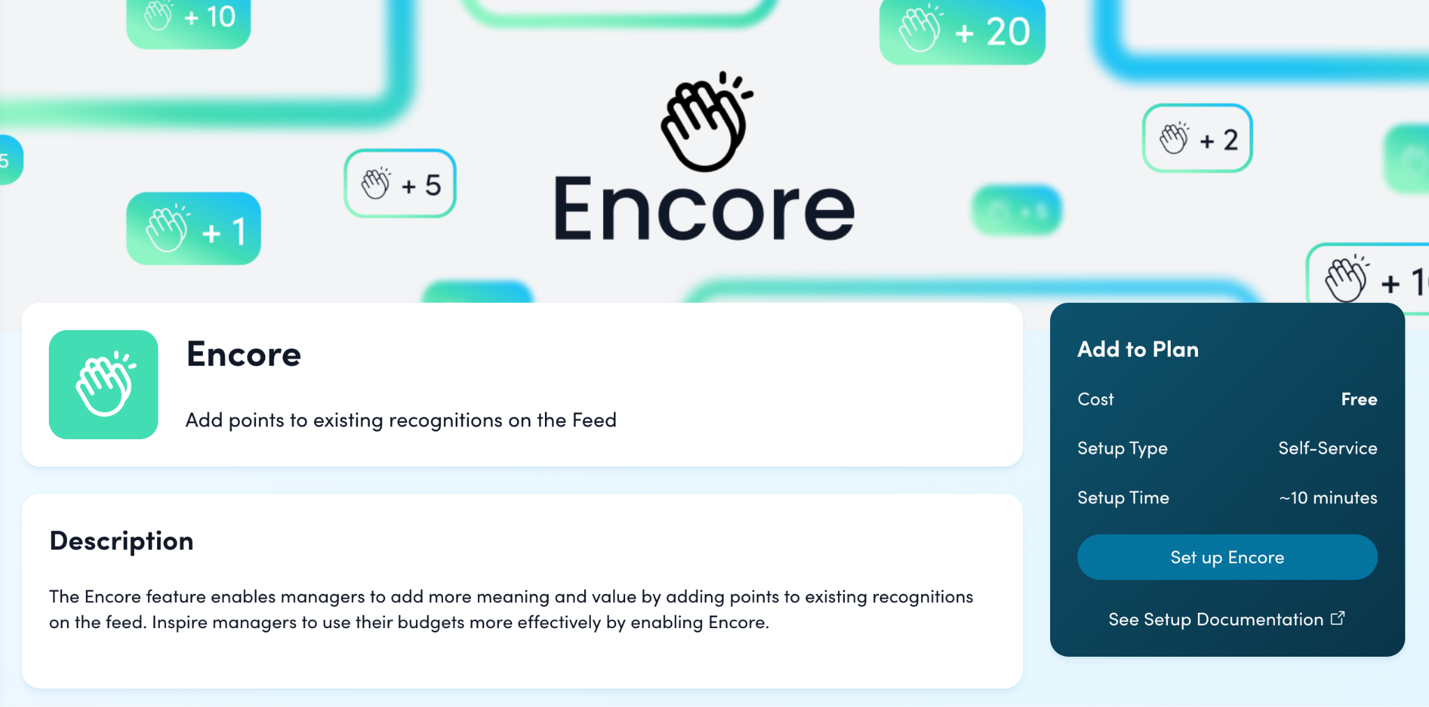 Setting Up Encore: Adding Extra Points to Recognitions