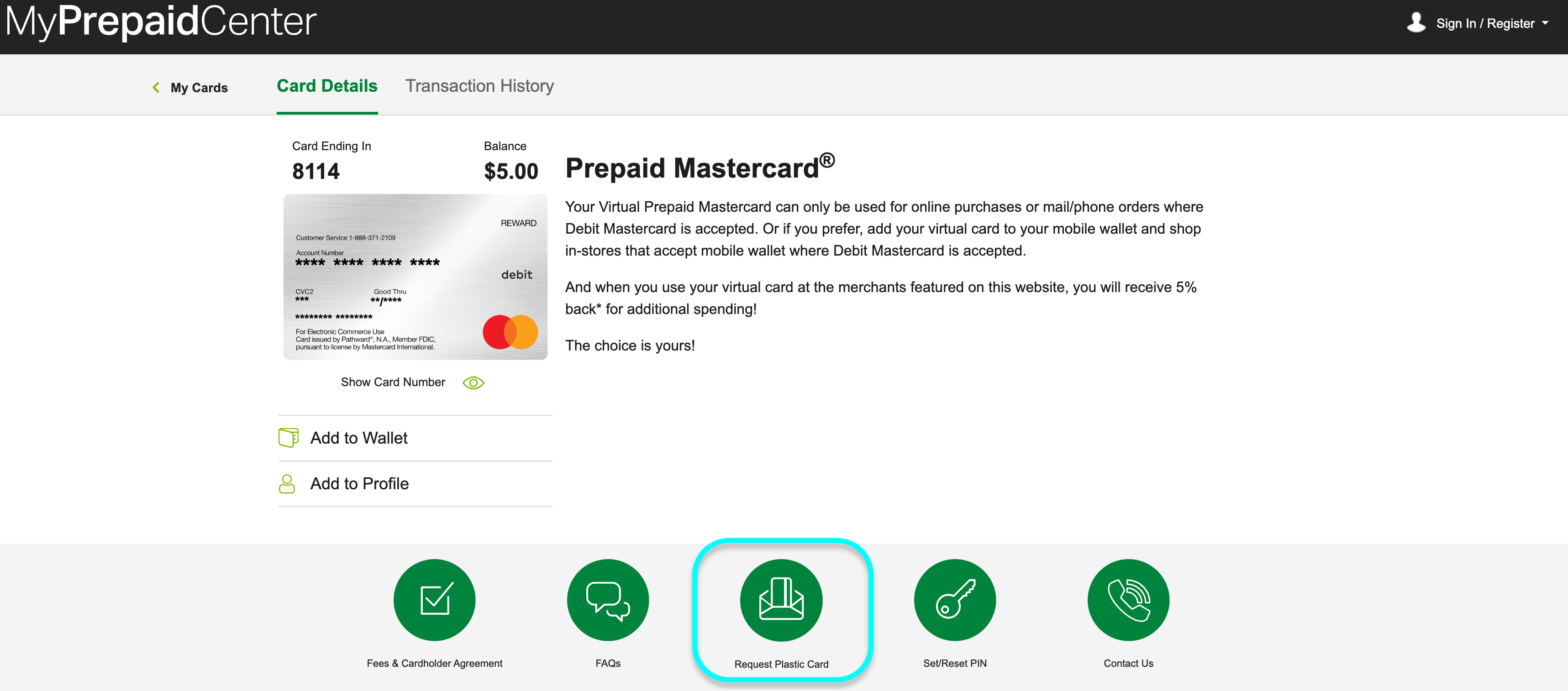 Activating Your Virtual Prepaid Card