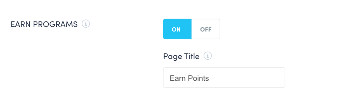 Earn Program Settings