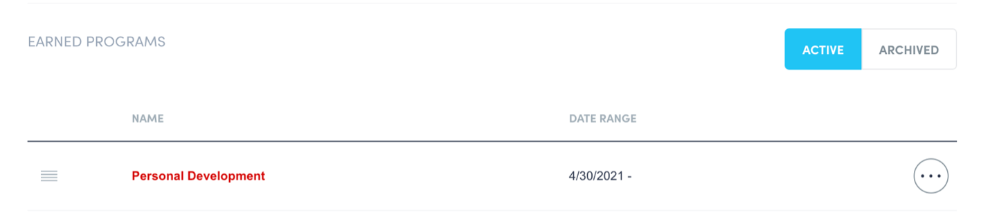 Earn Program Settings