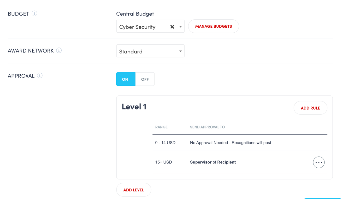 Earn Program Settings