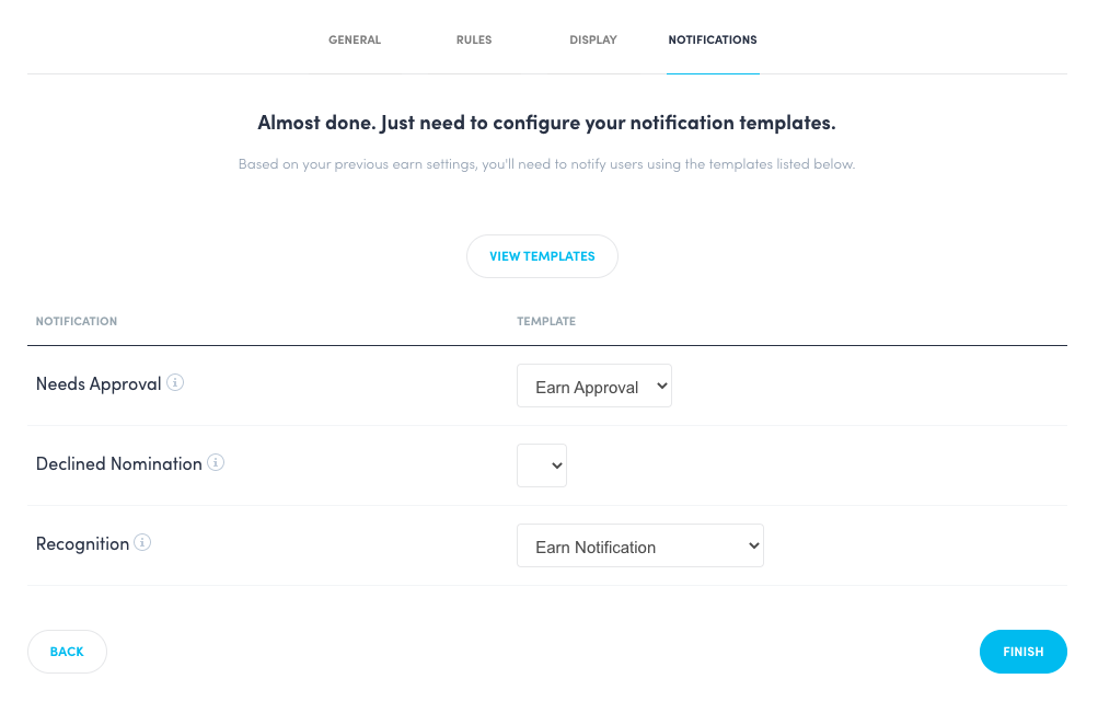 Earn Program Settings