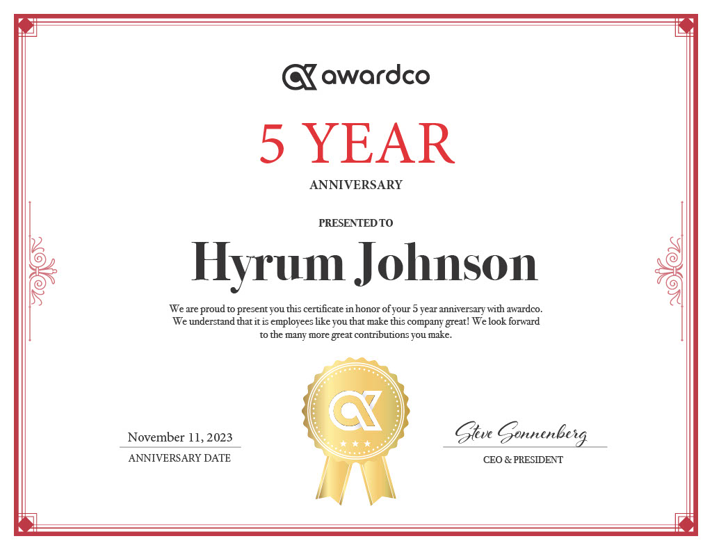 Service Award Certificate Templates