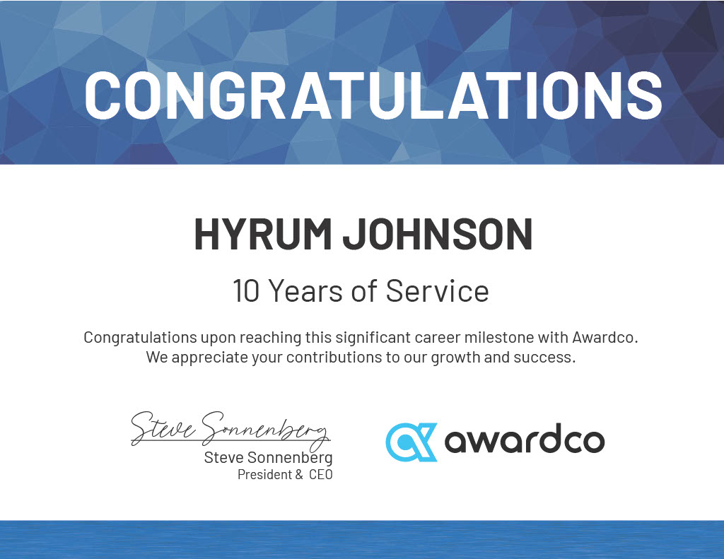 Service Award Certificate Templates