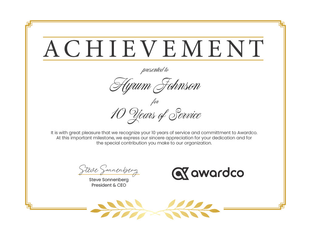 Service Award Certificate Templates 