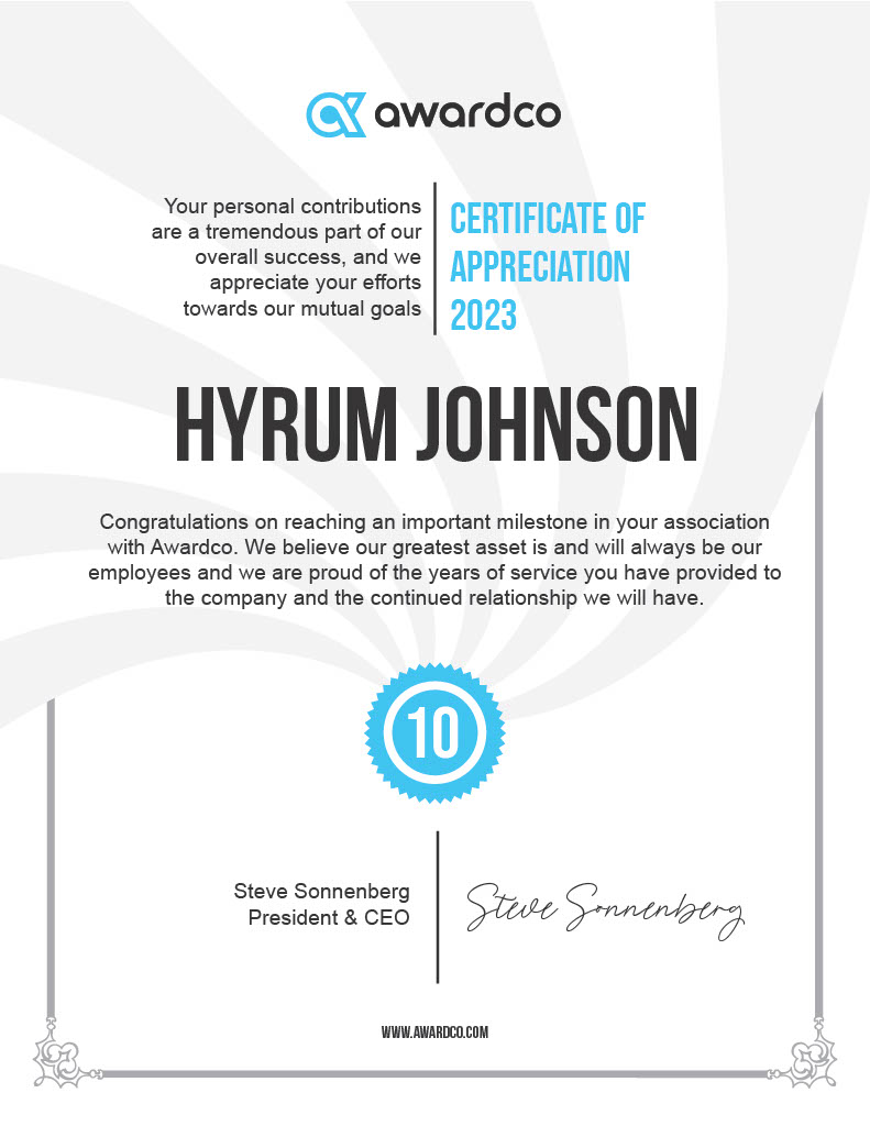Service Award Certificate Templates