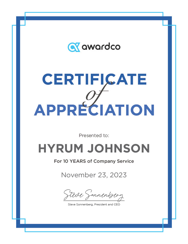 Service Award Certificate Templates