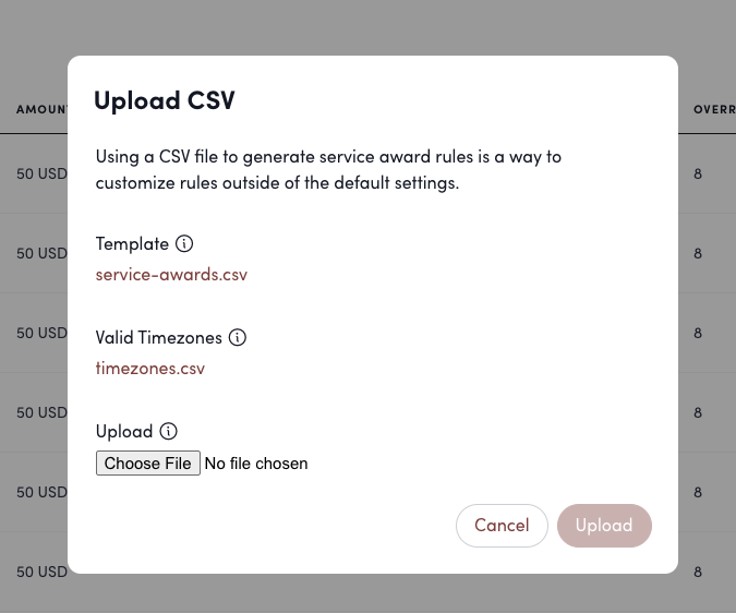 Uploading a Service Award Automation CSV File